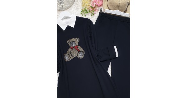 woman black teddy bear suits model