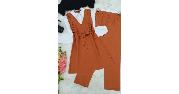 woman cinnamon shirt garnish suits model