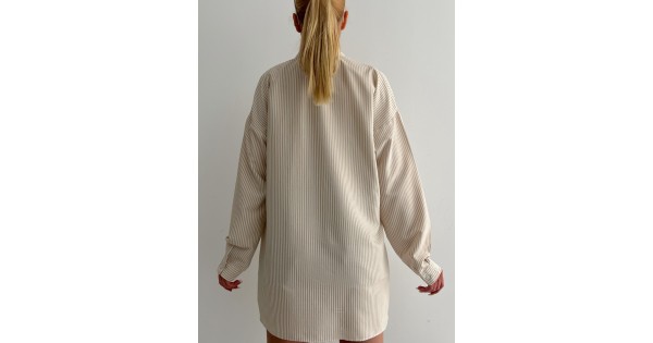 Striped Double Pocket Long Back Shirt
